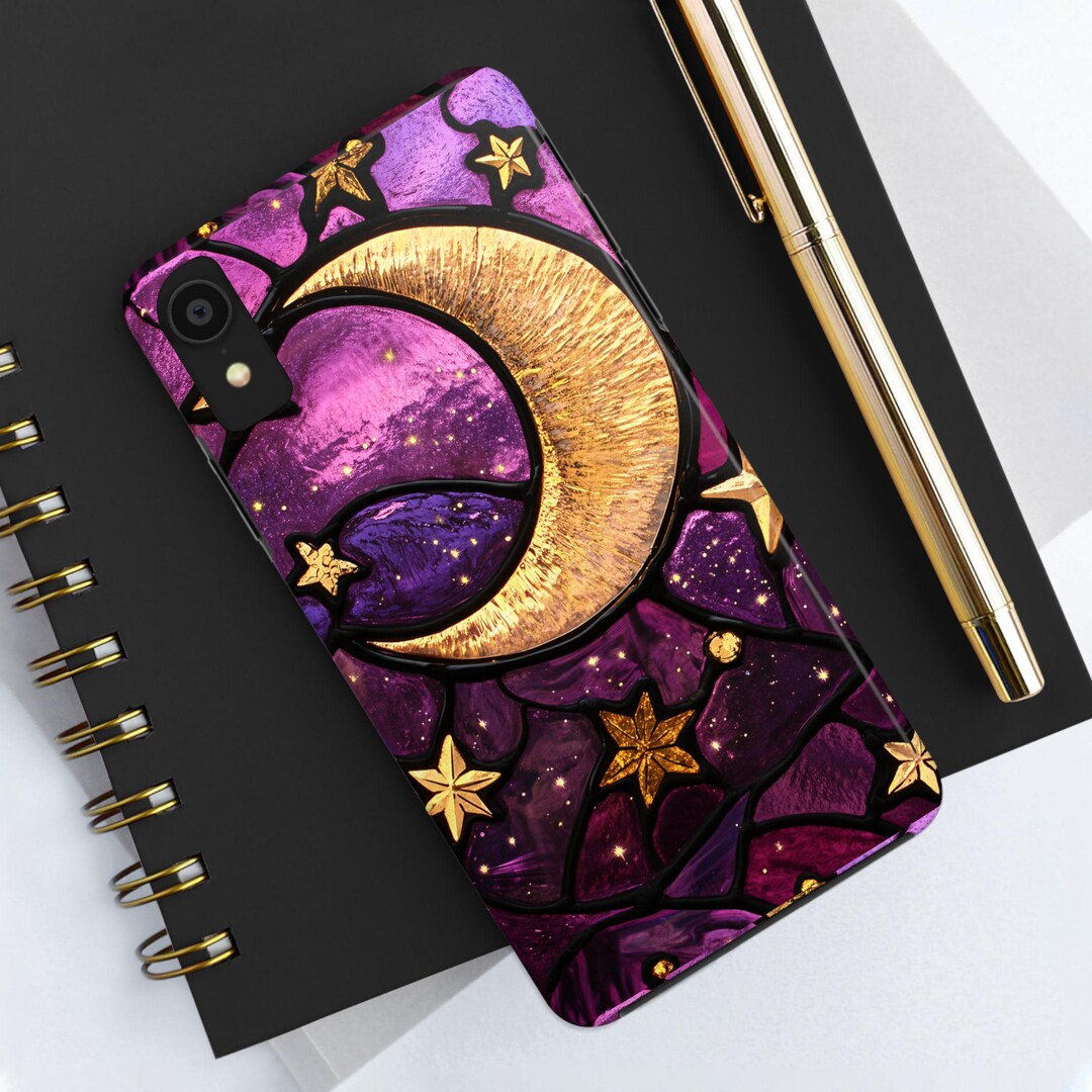 Stained Glass Celestial Tough Smartphone Cases, Moon, Stars Design ...
