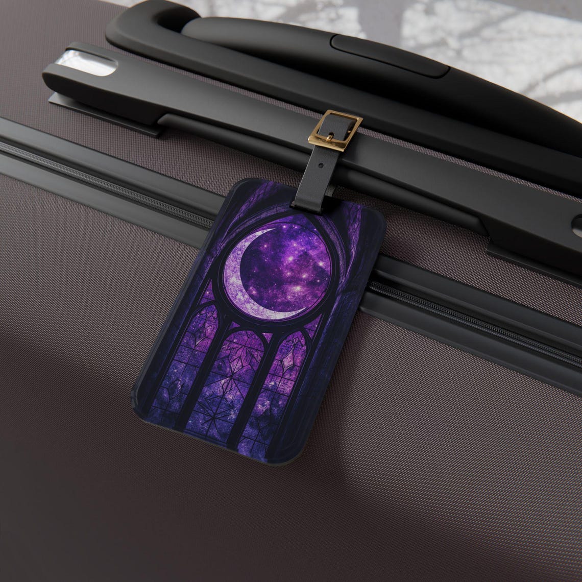 Galactic Luggage Tag, Purple Celestial Name Tag for Suitcase, Gothic ...