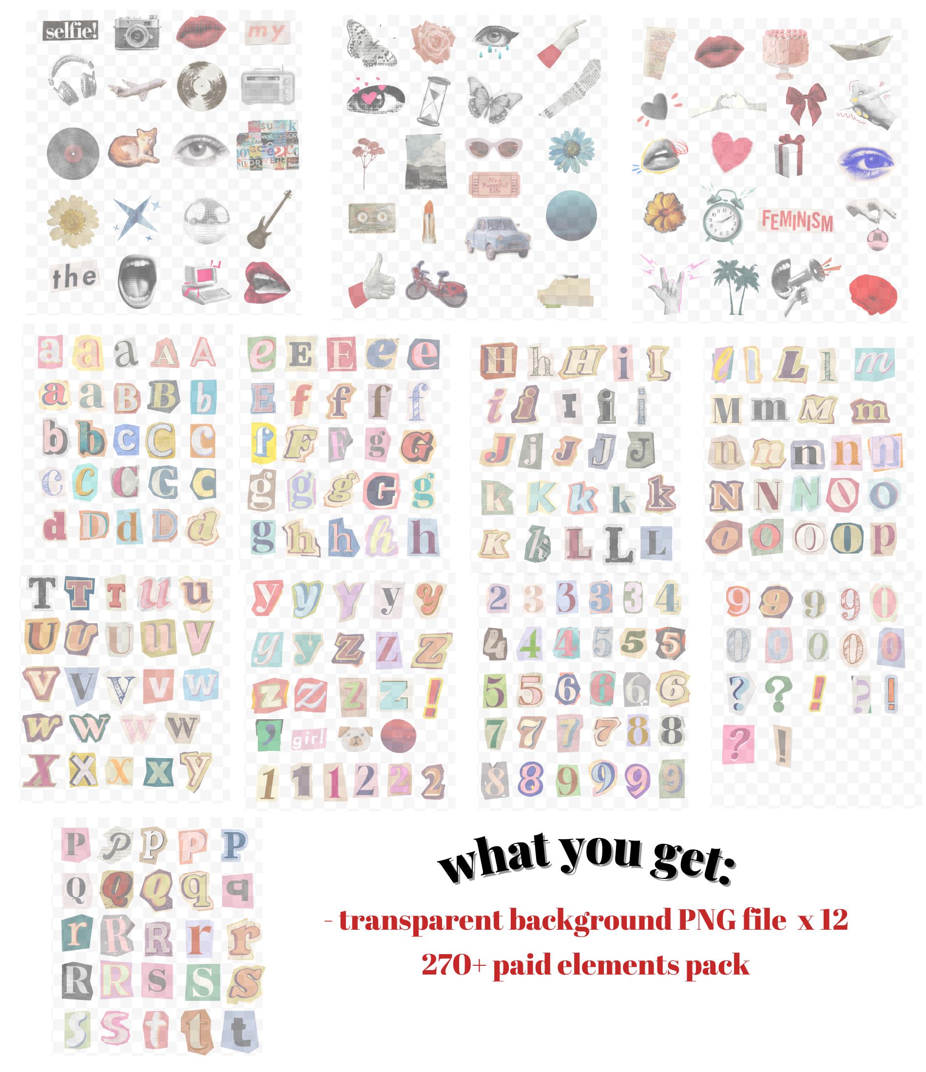 270+ Vintage Collage Graphic Elements Pack, Pinterest Girl, Collage ...
