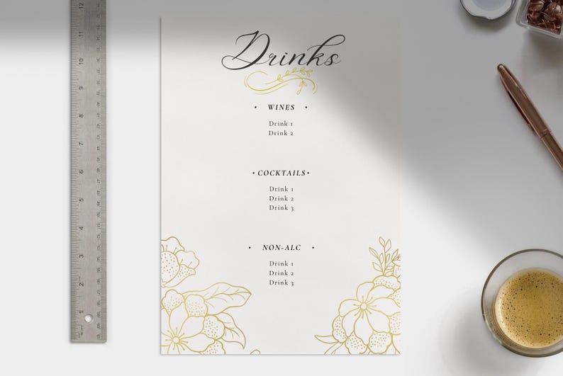 Editable Wedding Bar Menu Template • Rustic Elegant Drink Sign ...
