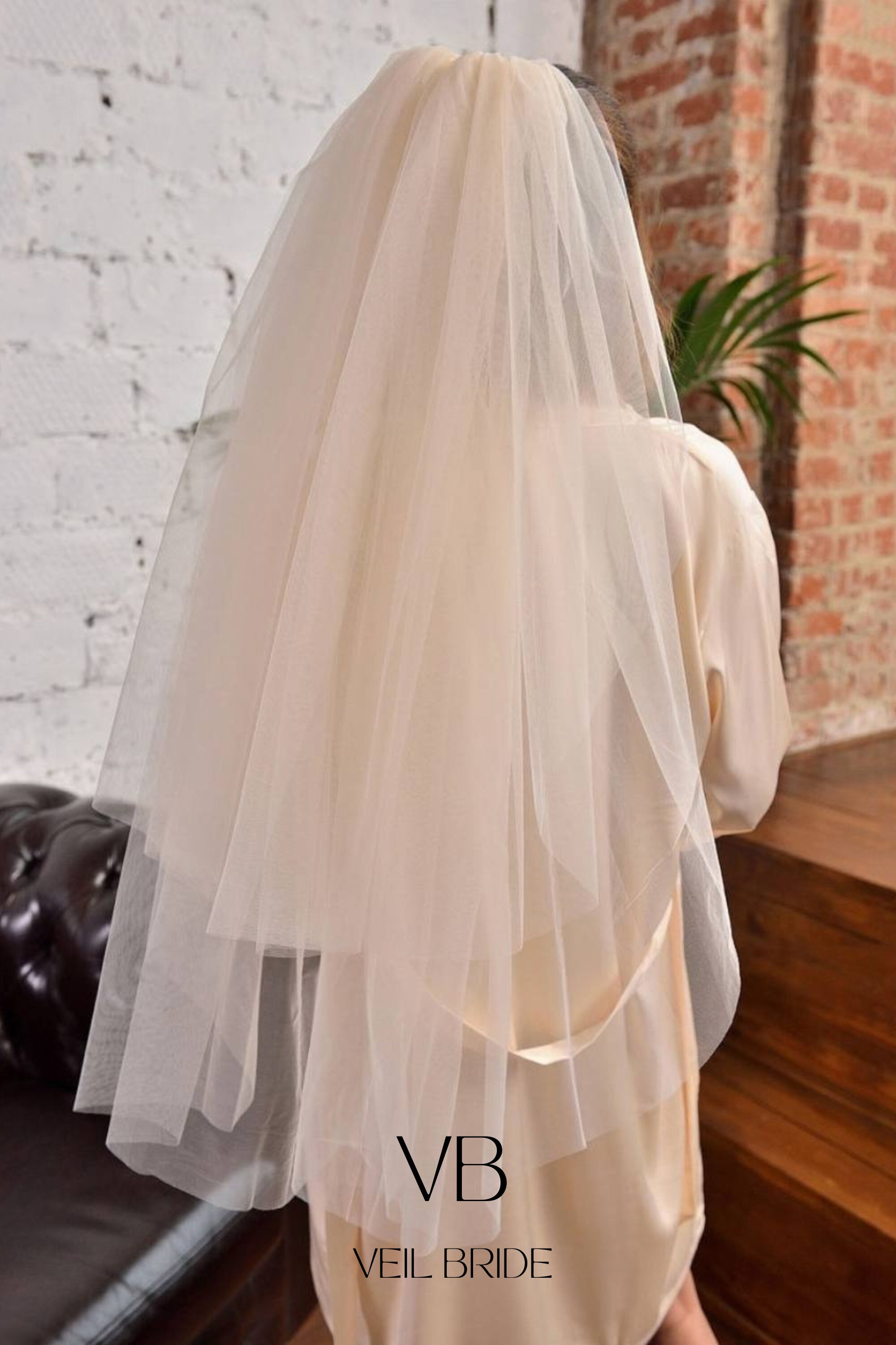 Double Beige Wedding Veil Raw Cut Edge for Bride Soft Tulle - Etsy UK