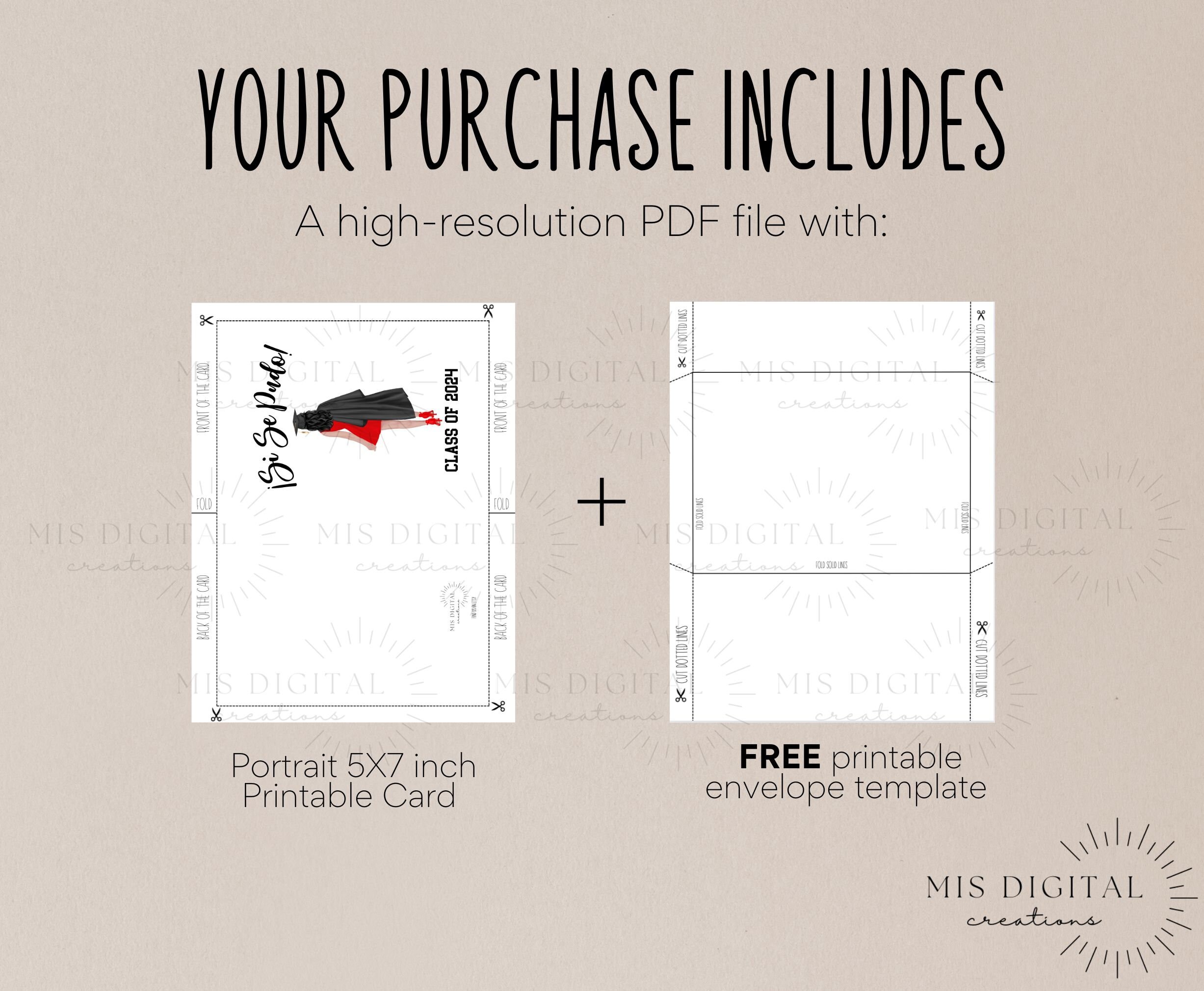 Si Se Pudo Graduation Card Printable Spanish Graduation Card Instant ...