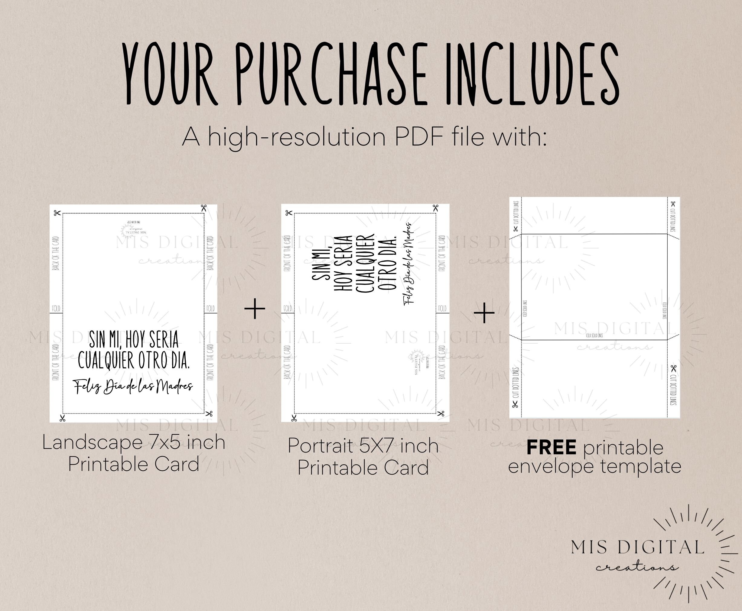 Dia De Las Madres Printable Card, Digital Spanish Mothers Day Card ...