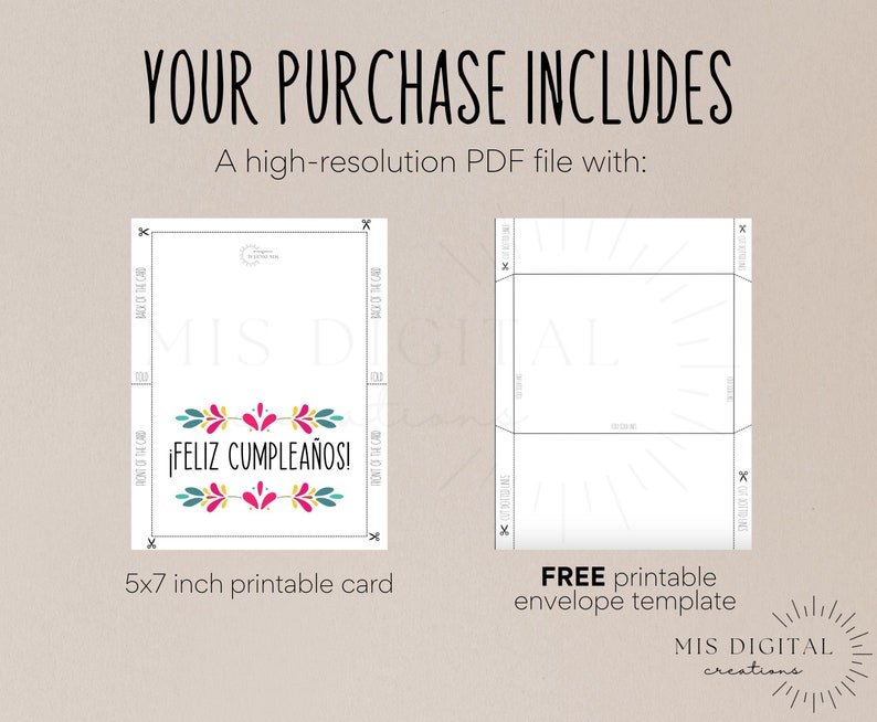 Feliz Cumpleaños Printable Card, Spanish Birthday Card Printable ...