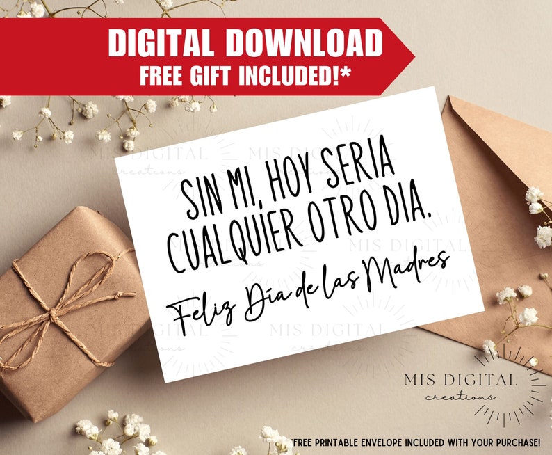 Dia De Las Madres Printable Card, Digital Spanish Mothers Day Card ...