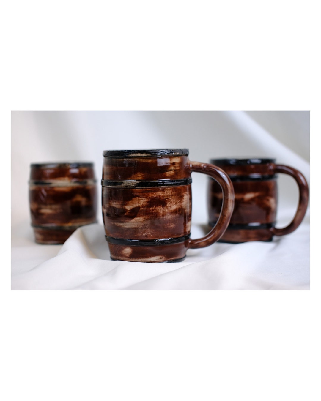 Ceramic Beer Glass, Pottery Keg Glass, Barrel Mug, Large Size 100 CL ...