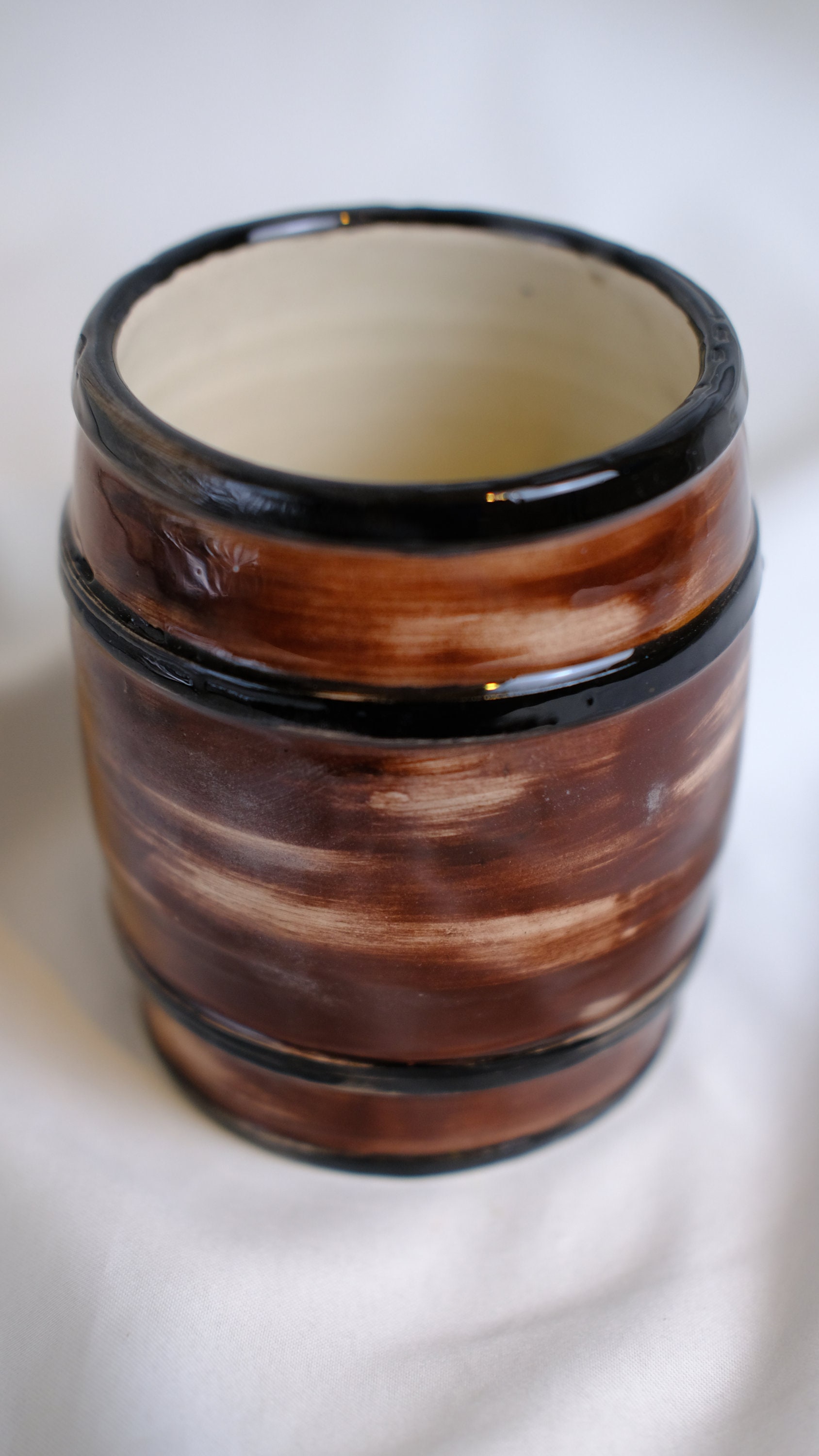 Ceramic Beer Glass, Pottery Keg Glass, Barrel Mug, Medium Size, Special ...