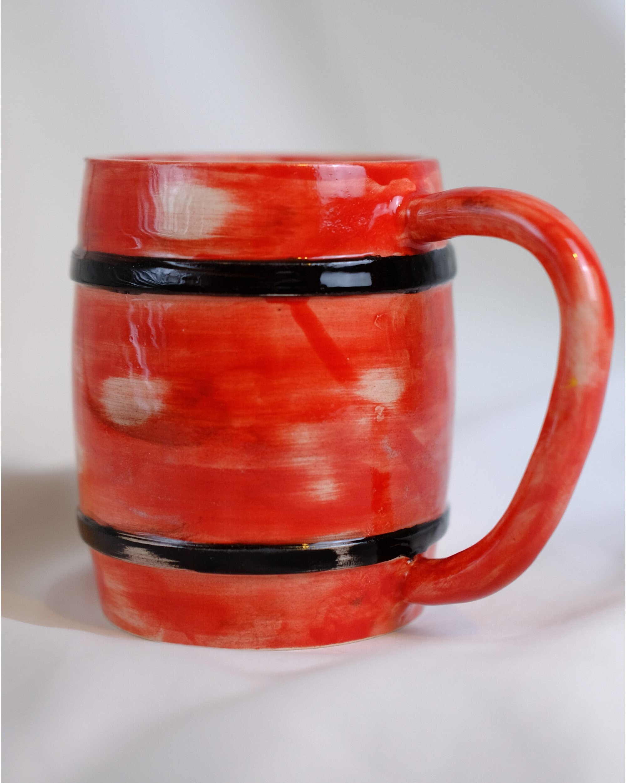 Ceramic Beer Glass, Pottery Keg Glass, Barrel Mug, Medium Size, Special ...