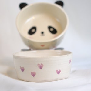Ceramic Cute Panda's Head Cat and Dog Bowl, Handmade Pottery Plate ...