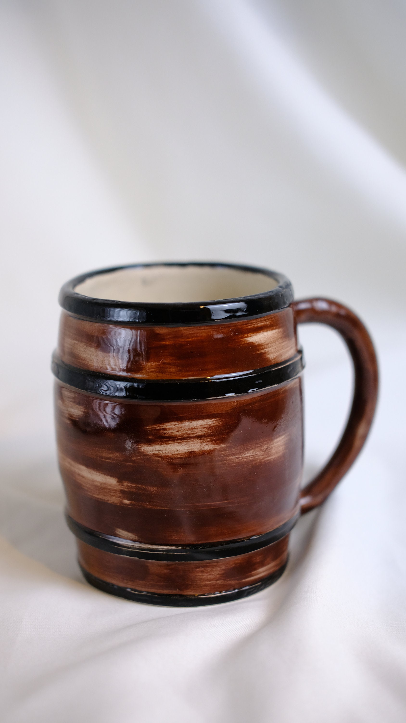 Ceramic Beer Glass, Pottery Keg Glass, Barrel Mug, Large Size 100 CL ...