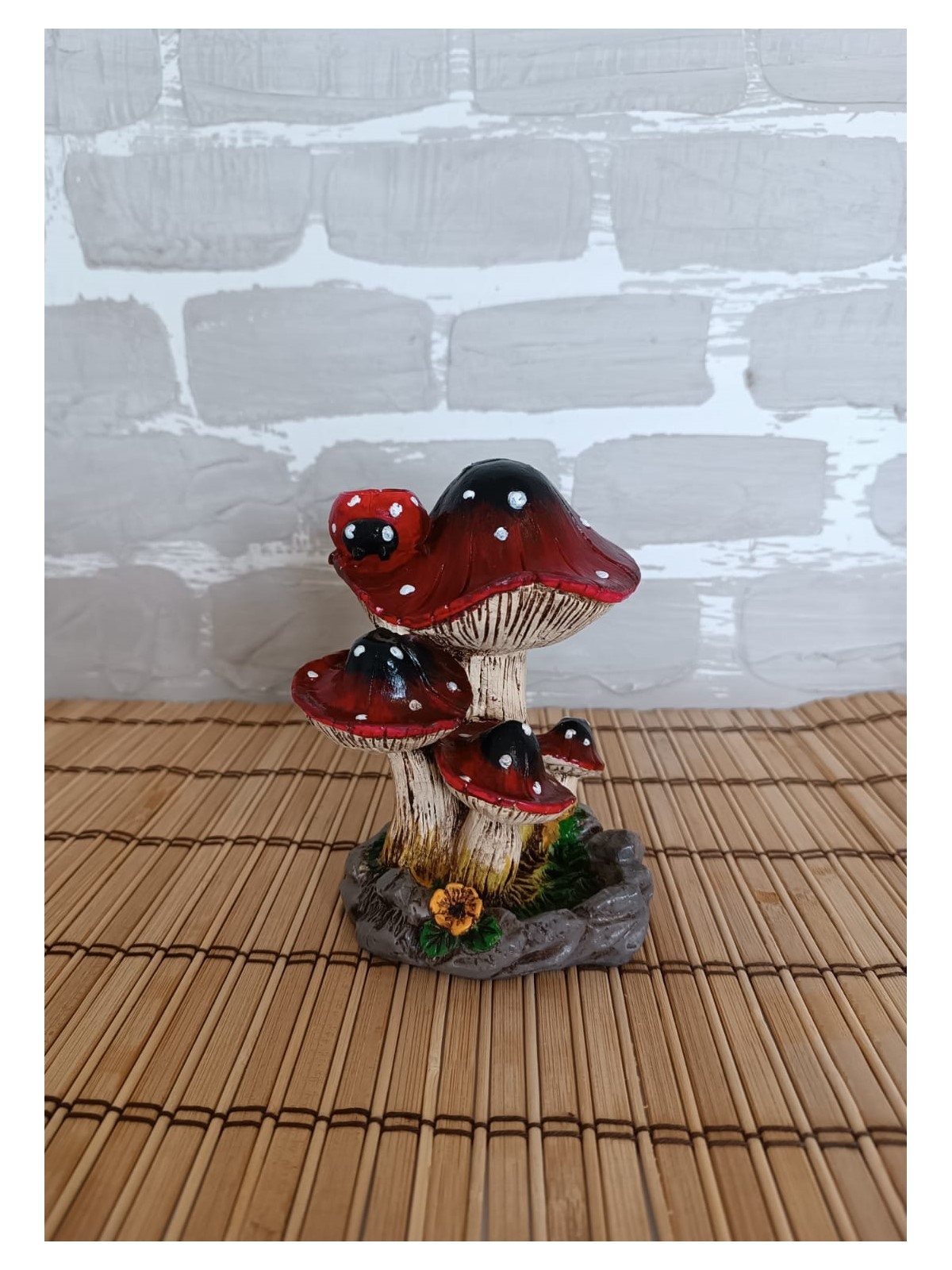 Mushroom Incense Holder With Ladybug, Waterfall Home Decor, Hand ...