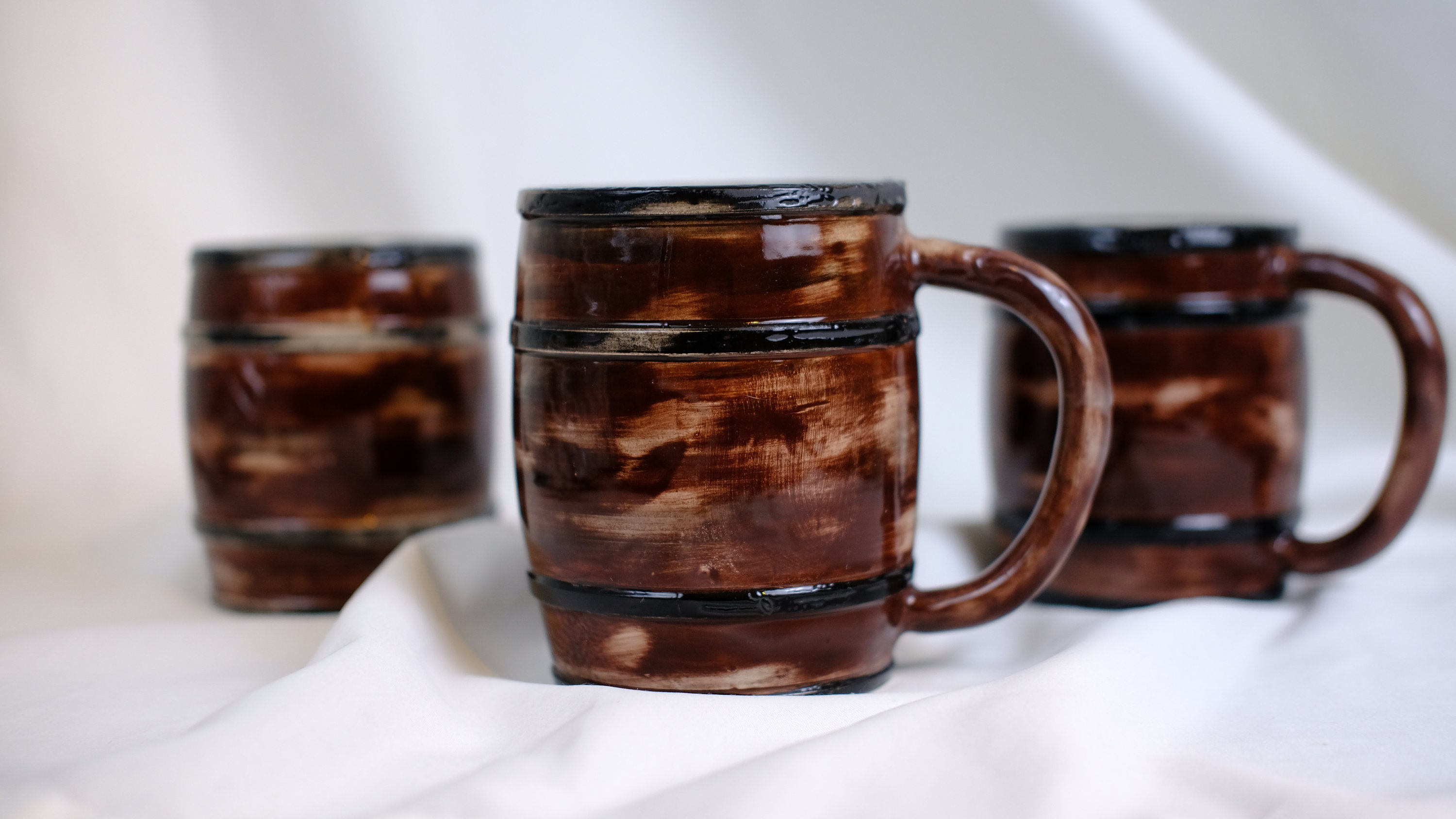 Ceramic Beer Glass, Pottery Keg Glass, Barrel Mug, Medium Size, Special ...