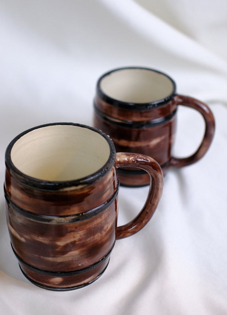 Ceramic Beer Glass, Pottery Keg Glass, Barrel Mug, Large Size 100 CL ...