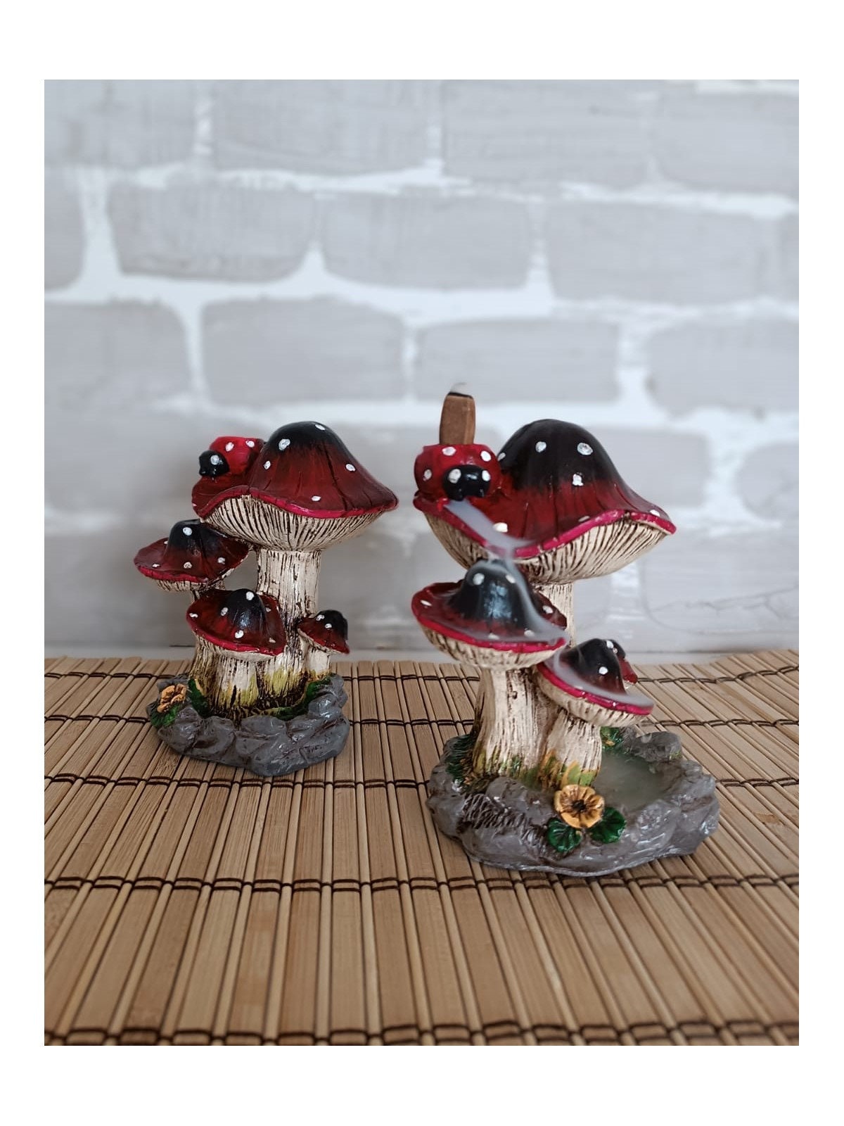 Mushroom Incense Holder With Ladybug, Waterfall Home Decor, Hand ...