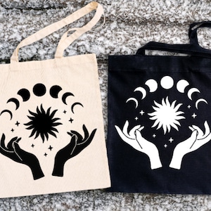 Celestial-moon-boho-canvas 100 % Cotton Tote Bag TB06 - Etsy