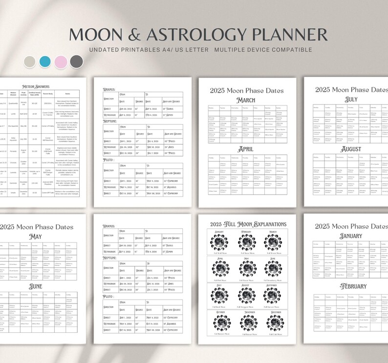 Moon & Astrology Planner 2025, Lunar Cycle Tracker, Zodiac Journal ...