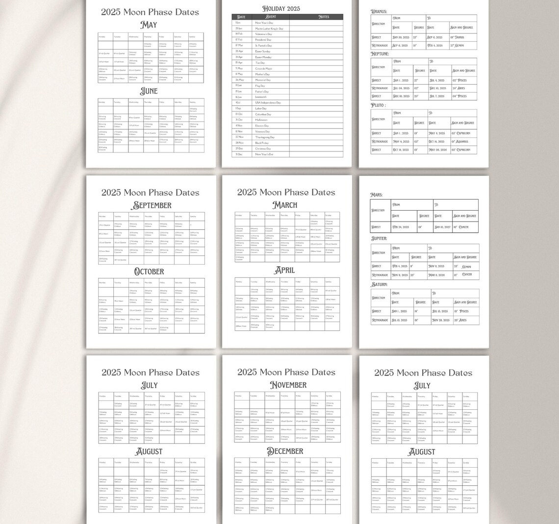 Moon & Astrology Planner 2025, Lunar Cycle Tracker, Zodiac Journal ...