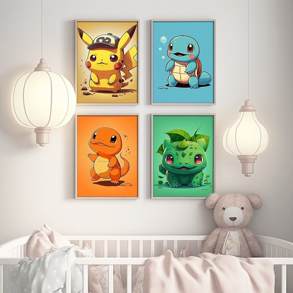 Cartoon Pokemon Poster Set Lovely Pokemons Posters Pikachu - Etsy
