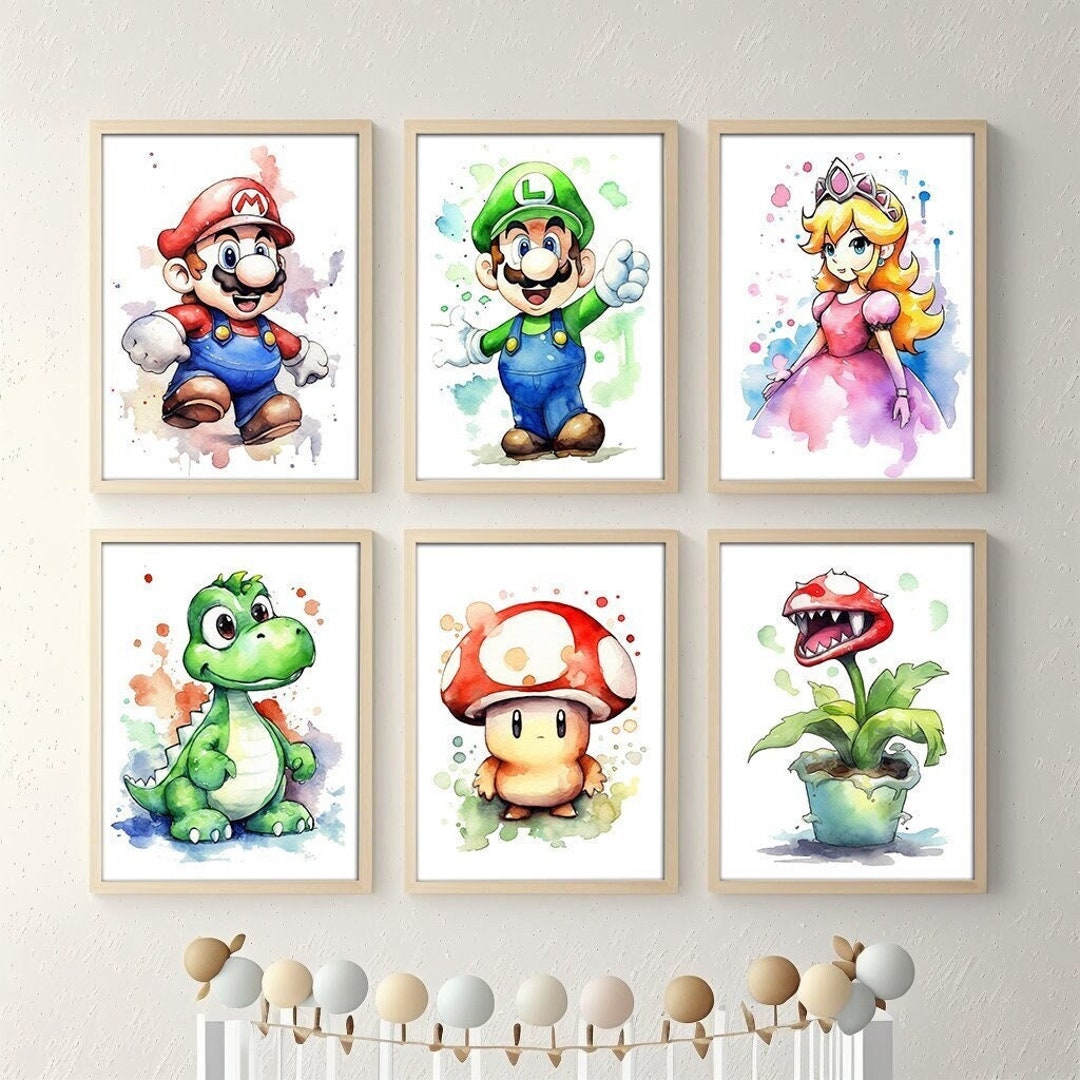 Set of 6 Super Mario Posters Mario Luigi Yoshi Poster, Poster Set ...