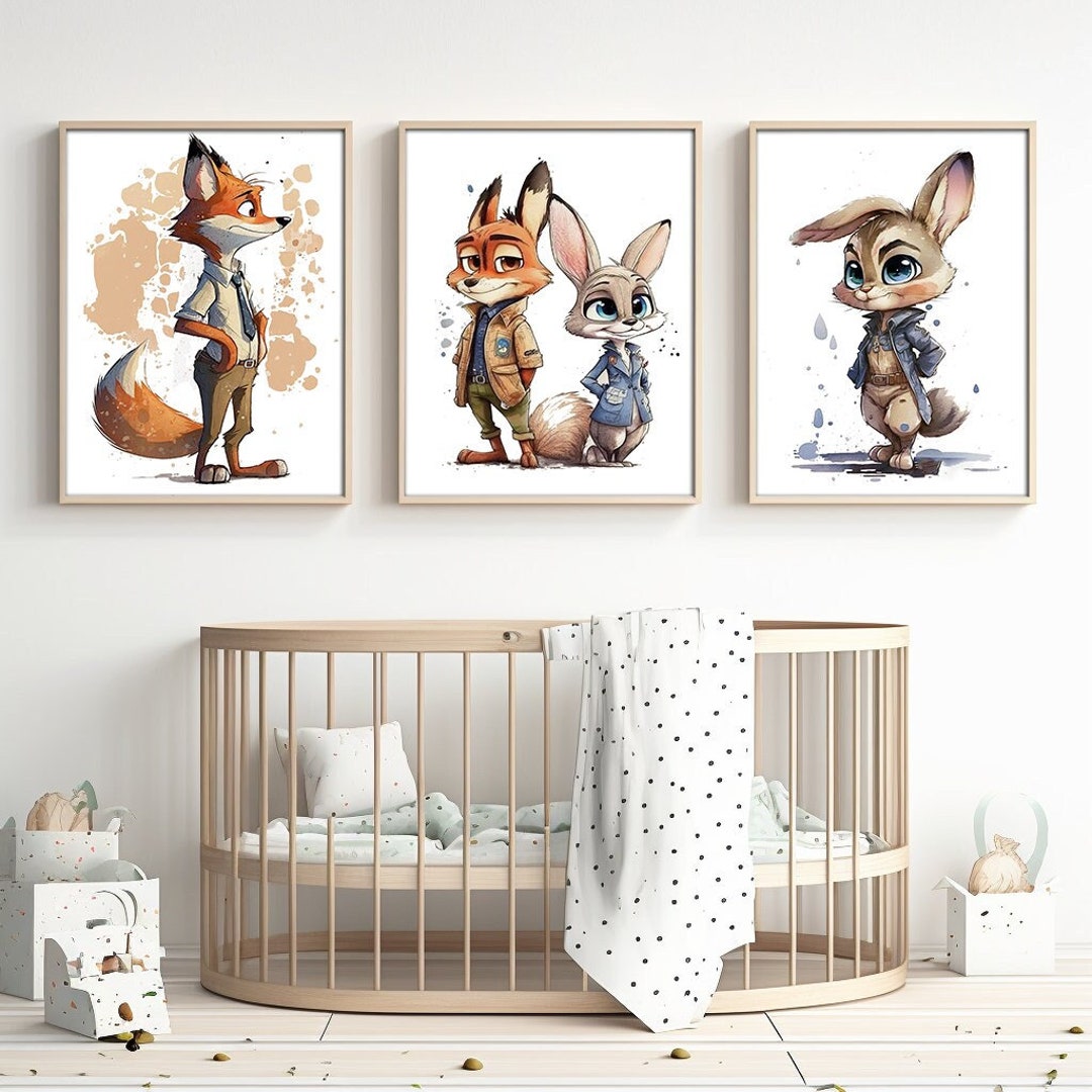 Zootopia Poster Set Nursery Wall Art, Zootopia Wall Decor, Nursery Room ...