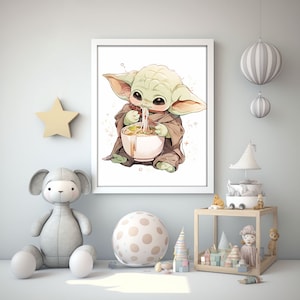Set of 4 Cute Baby Yoda Poster Decor for Kids, Gift for Kids, Children ...