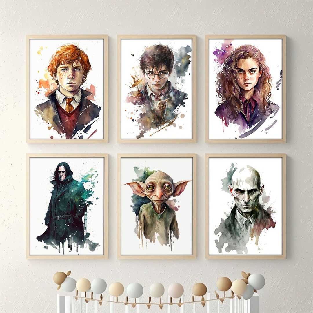 Wizard Nursery Set of 6 Wall Decor Posters Watercolor Poster, Nursery ...