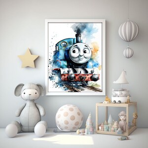 Thomas and Friends Poster Set Watercolor Nursery Wall Art, Nursery Wall Decor, Thomas Train ...
