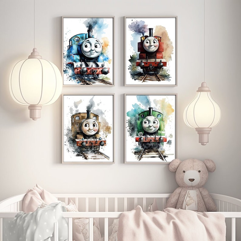Thomas and Friends Poster Set Watercolor Nursery Wall Art - Etsy