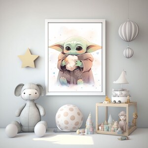 Set of 4 Cute Baby Yoda Poster Decor for Kids, Gift for Kids, Children ...