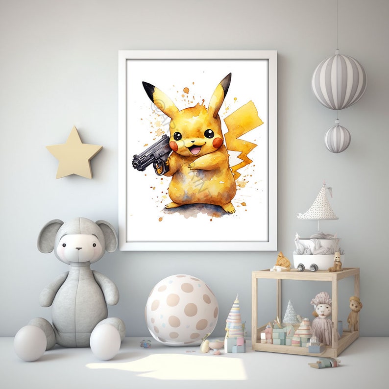 Funny Pokemons Poster Set Pikachu with Gun Generation 1 - Etsy France