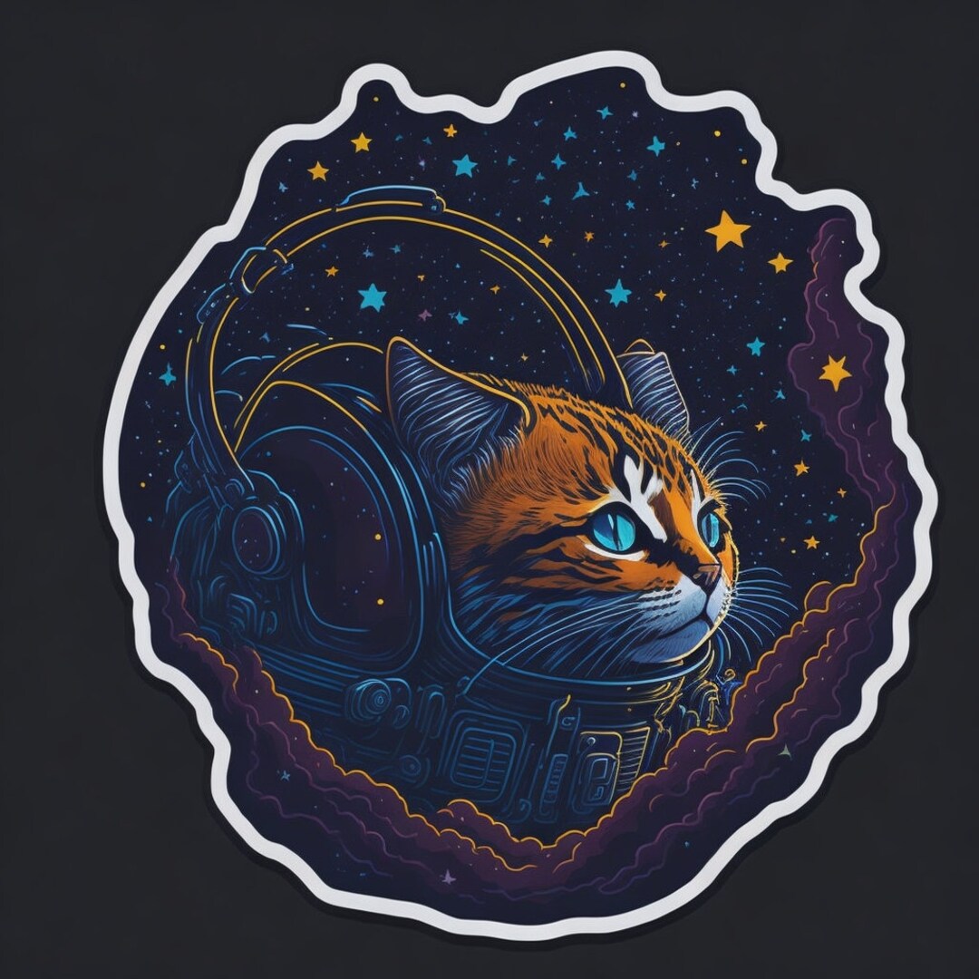 Cute Space Cat Sticker Add Some Cosmic Charm to Your Laptop - Etsy
