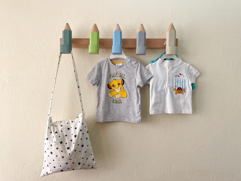 Colorful Wooden Pencil Hook for Kids , Clothes & Bag Holder for Kids ...