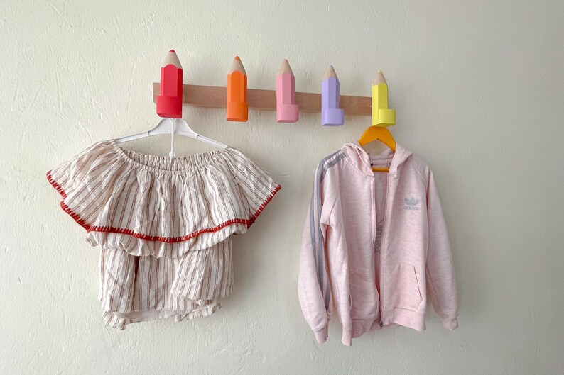Colorful Wooden Pencil Hook for Kids , Clothes & Bag Holder for Kids ...