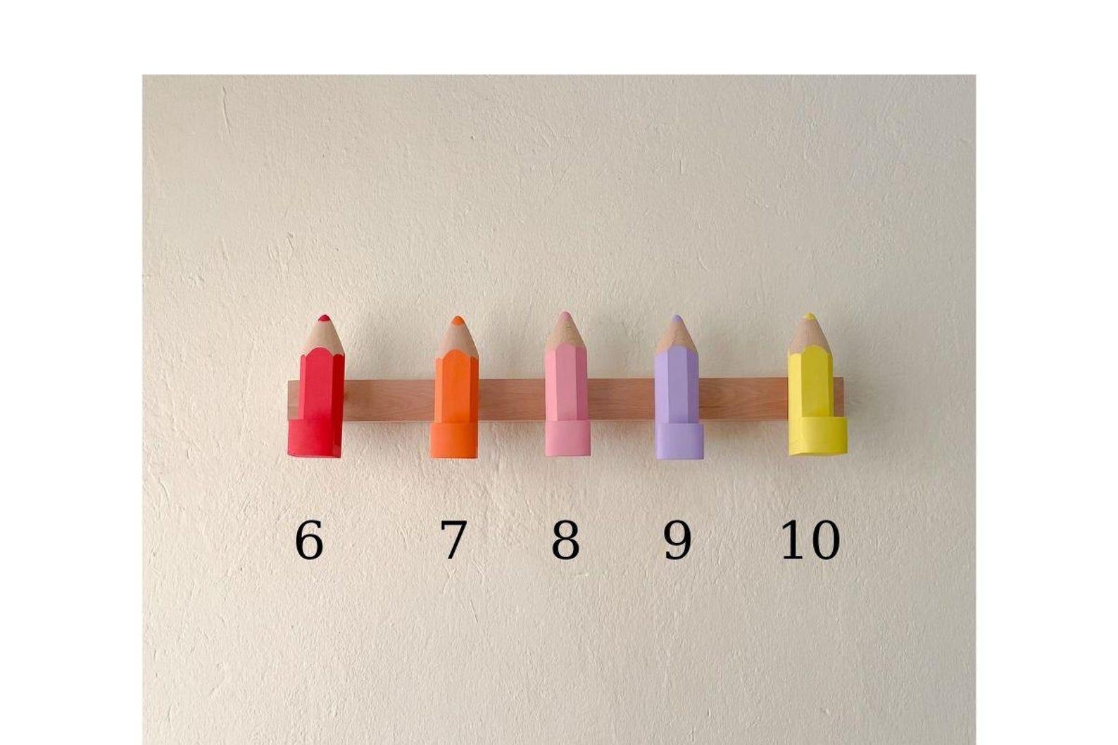 Colorful Wooden Pencil Hook for Kids , Clothes & Bag Holder for Kids ...