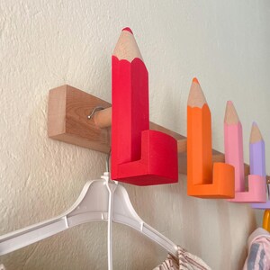 Colorful Wooden Pencil Hook for Kids , Clothes & Bag Holder for Kids ...