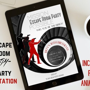 Spy Escape Room Party Invitation (with Free Animated Version) for ...