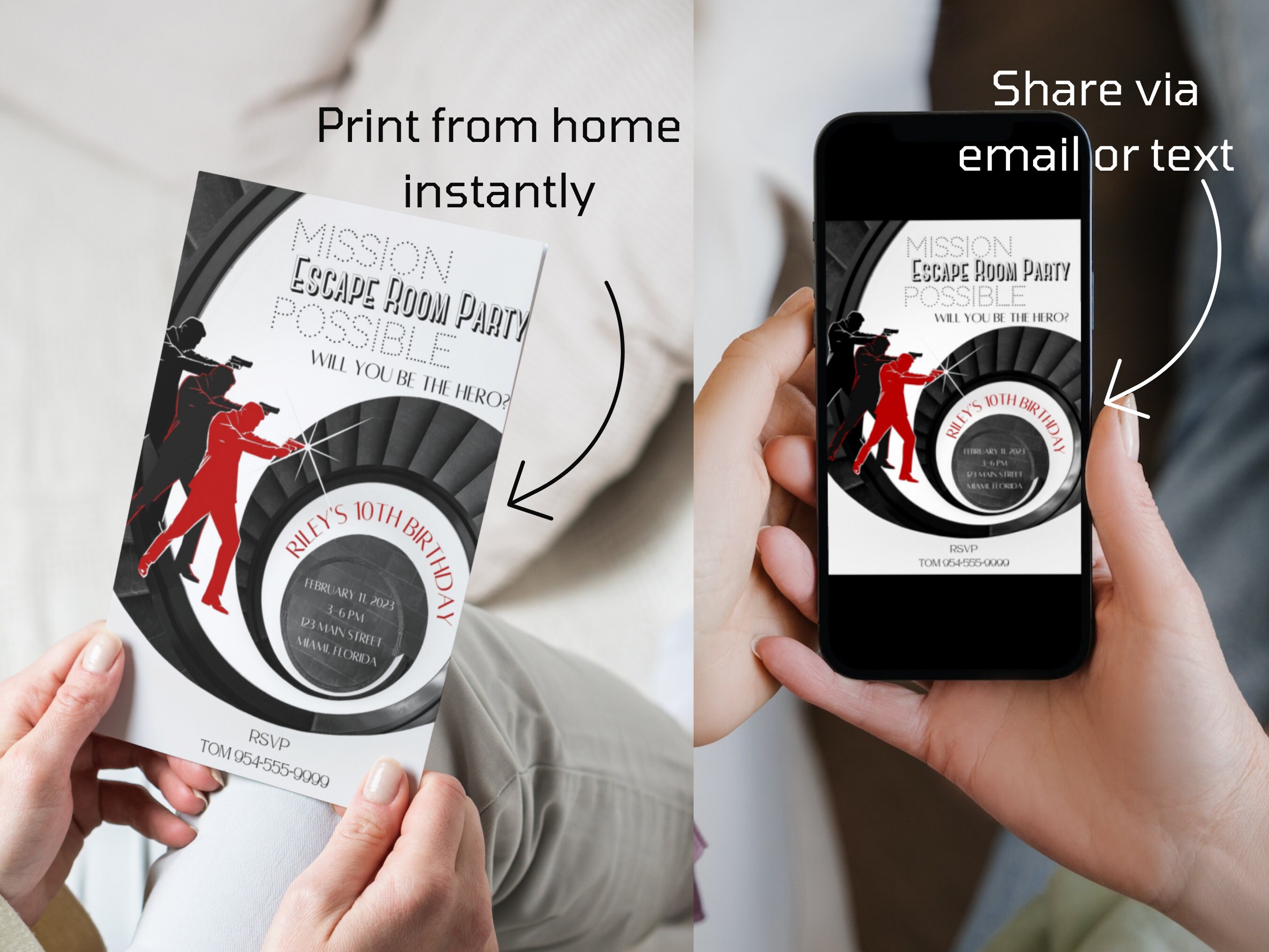 Spy Escape Room Party Invitation (with Free Animated Version) for ...