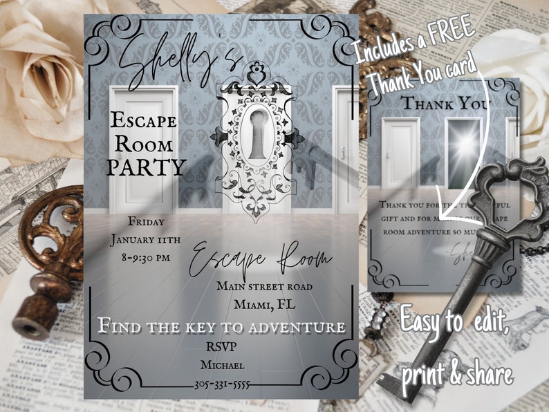 Elegant, Victorian Escape Room Invitation. Instant Download, Printing ...
