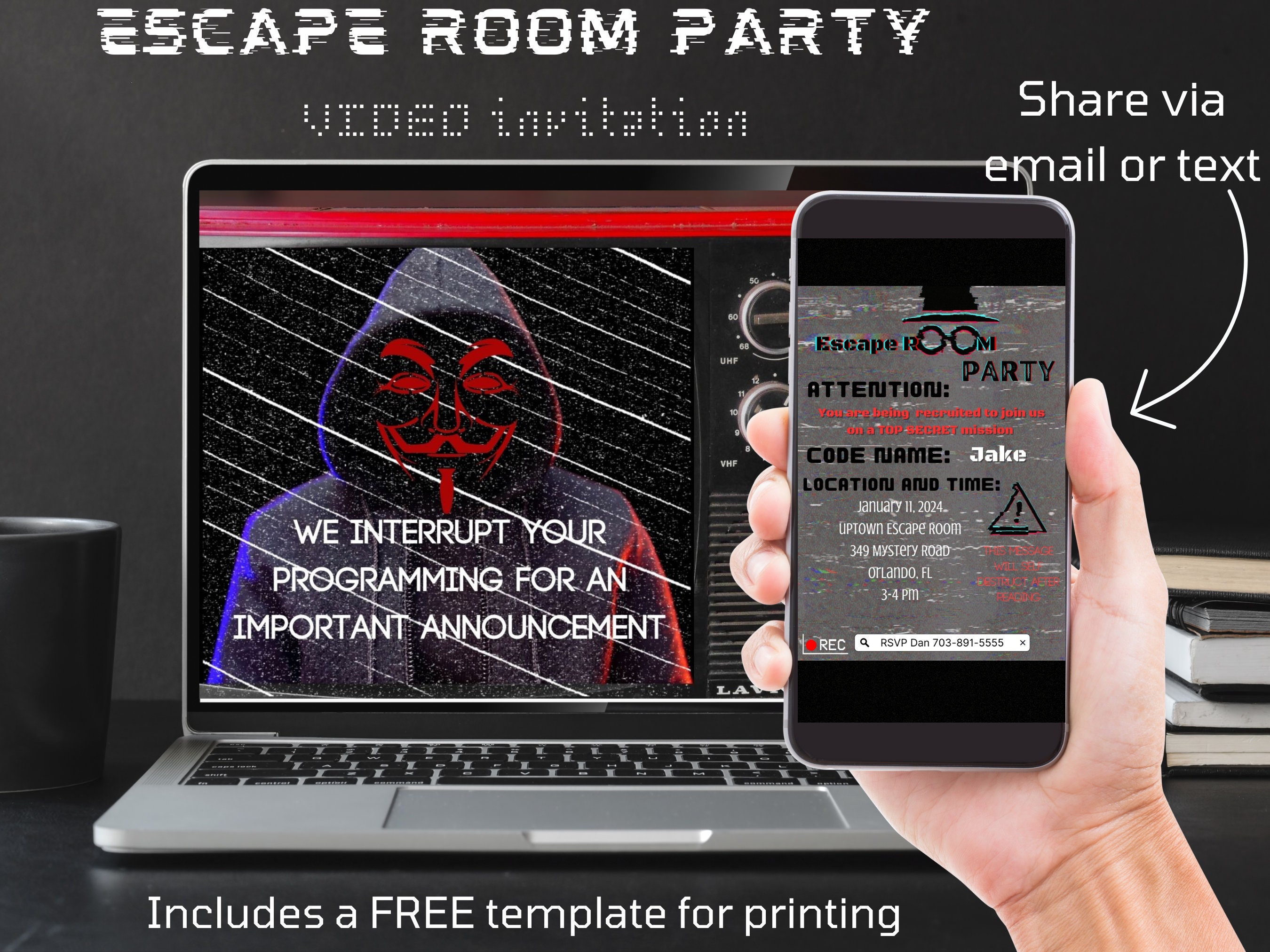 Animated Spy Hacker Escape Room Video Invitation Download. - Etsy