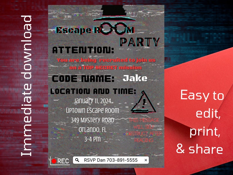 Animated Spy Hacker Escape Room Video Invitation Download. - Etsy