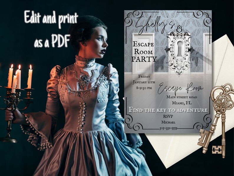 Elegant, Victorian Escape Room Invitation. Instant Download, Printing ...