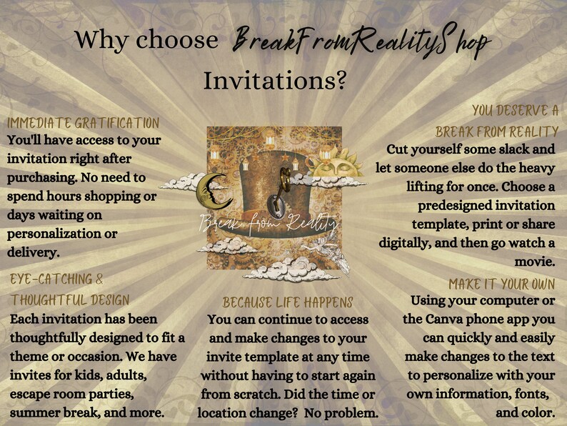 Elegant, Victorian Escape Room Invitation. Instant Download, Printing ...