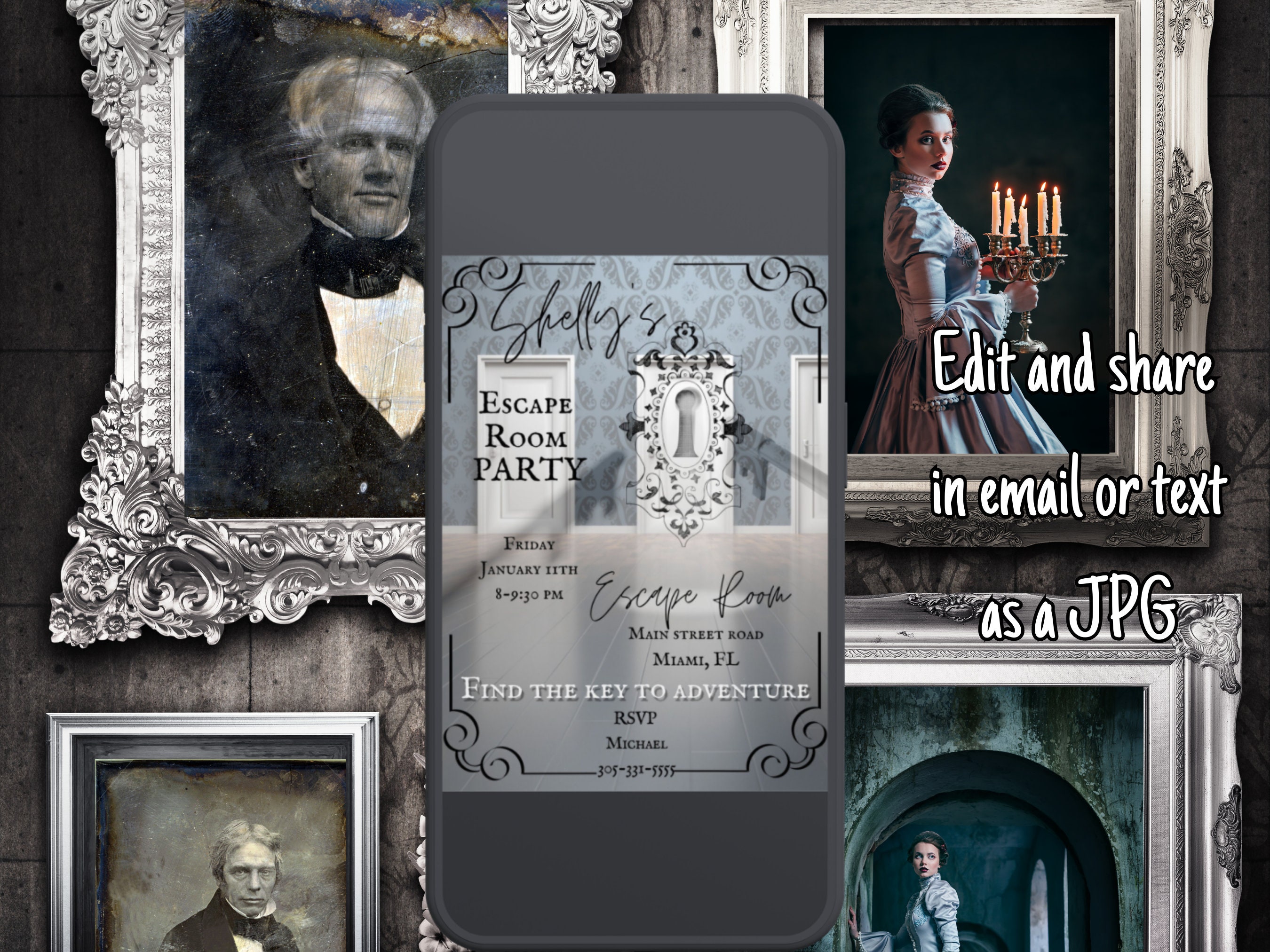 Elegant, Victorian Escape Room Invitation. Instant Download, Printing ...