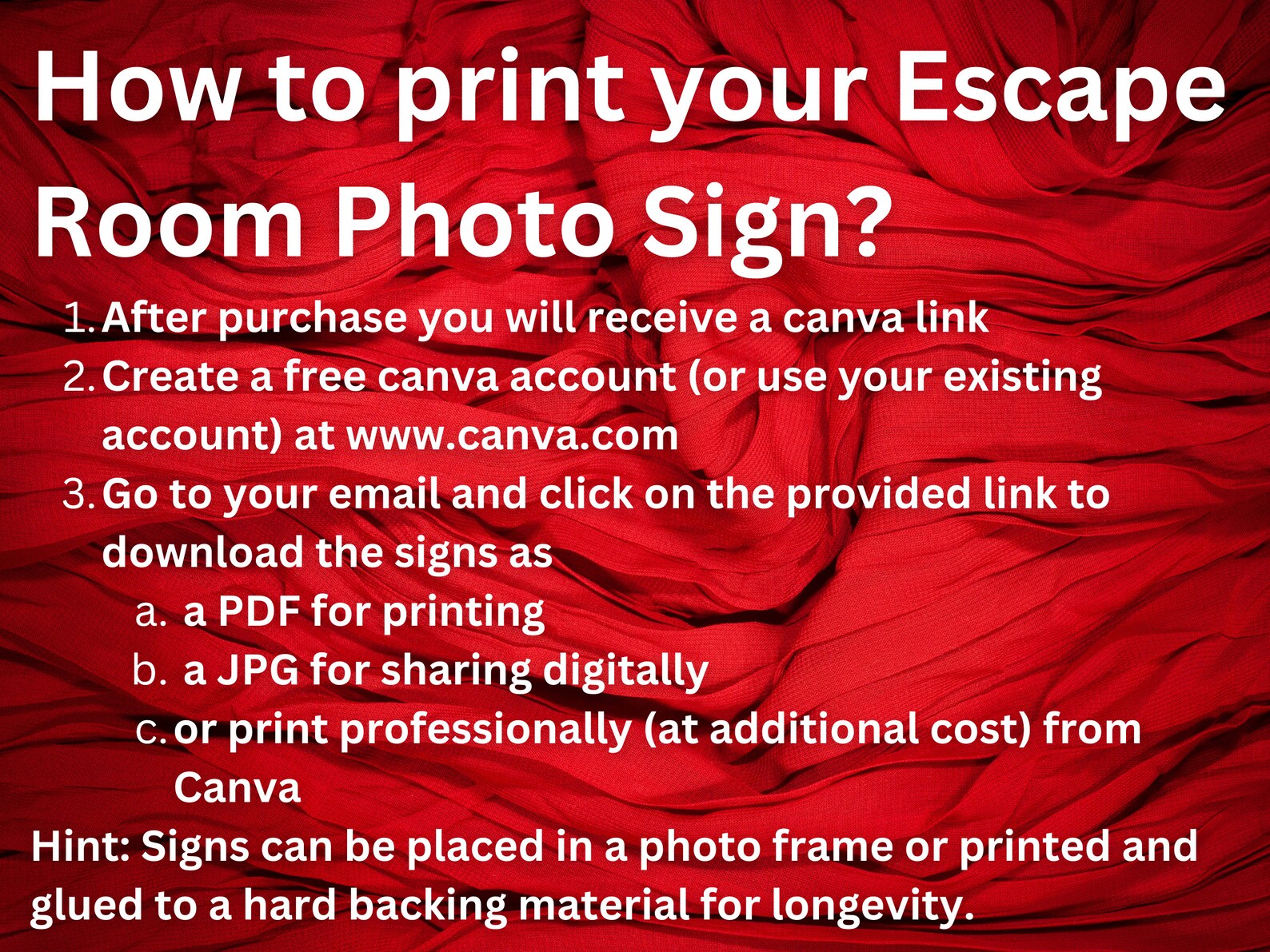 A Set of 25 Printable Escape Room Signs, Photo Props, or Party Decor ...