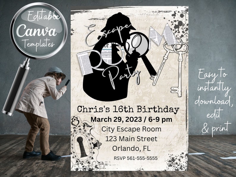 Detective Mystery Escape Room Party Downloadable and - Etsy