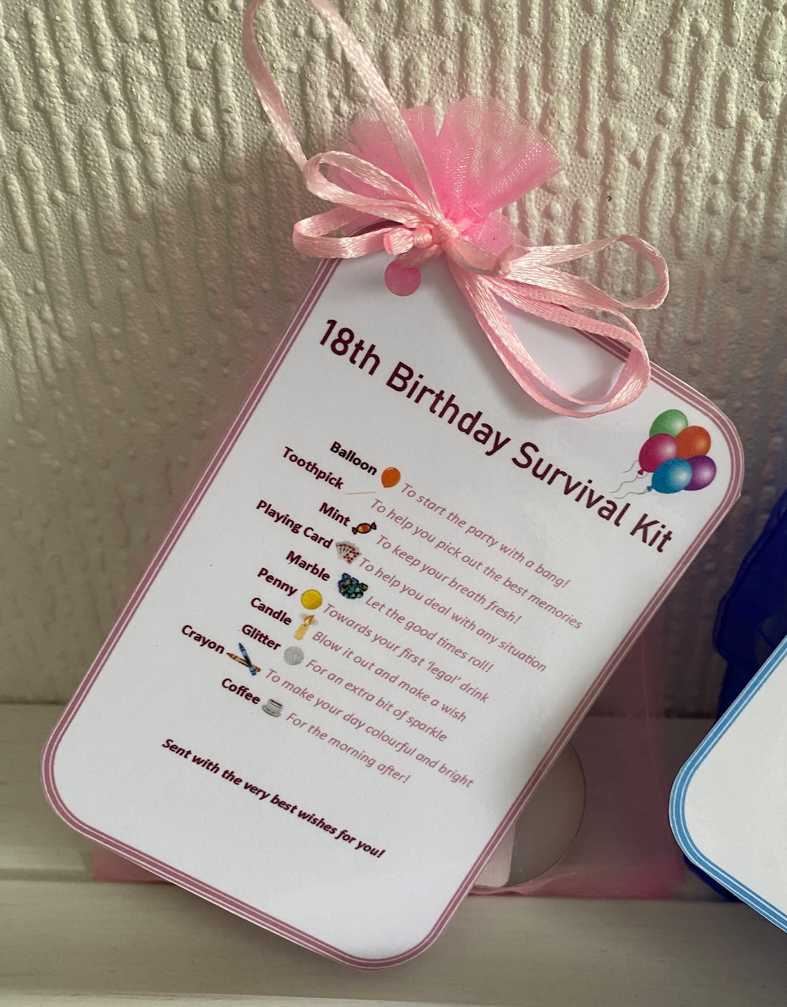 18th Birthday Survival Kit Bag Blue Pink and White FREEPOST - Etsy