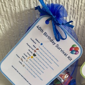 40th Birthday Survival Kit Bag Blue Pink and White - Etsy UK