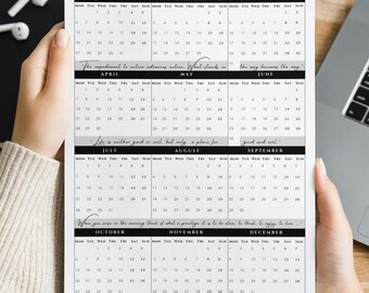 Printable 2025 One Page Pdf Inspirational Quotes Calendar With Holidays ...