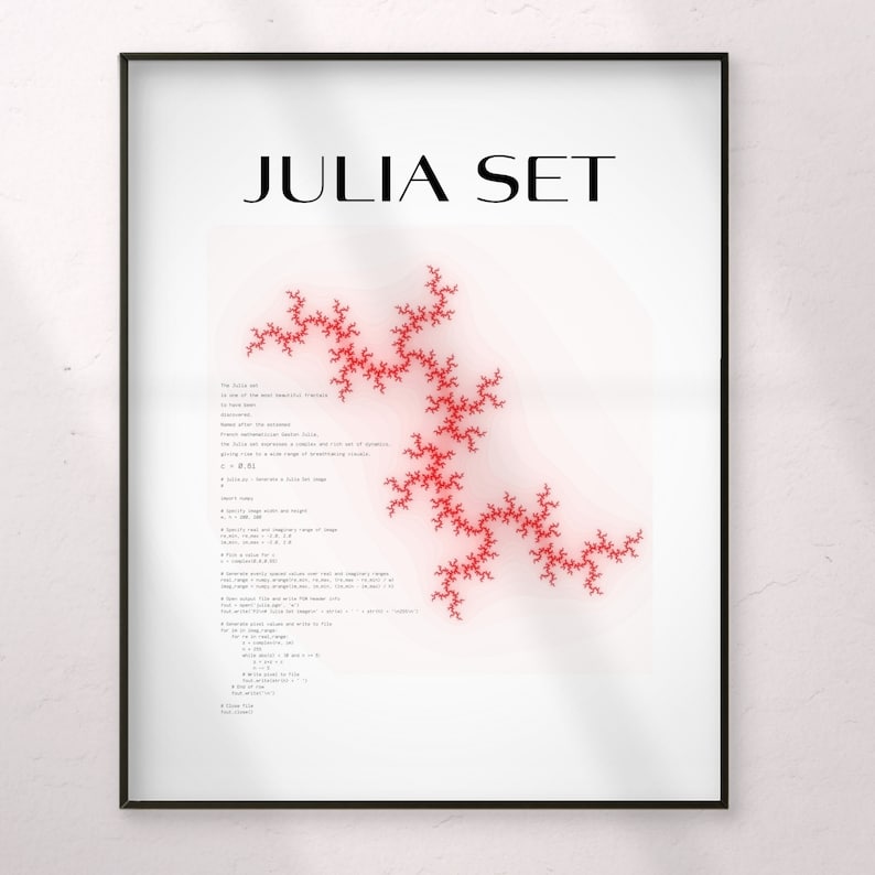 Fractals Julia Set Poster With Its Own Python Code, Workspace Gift for ...