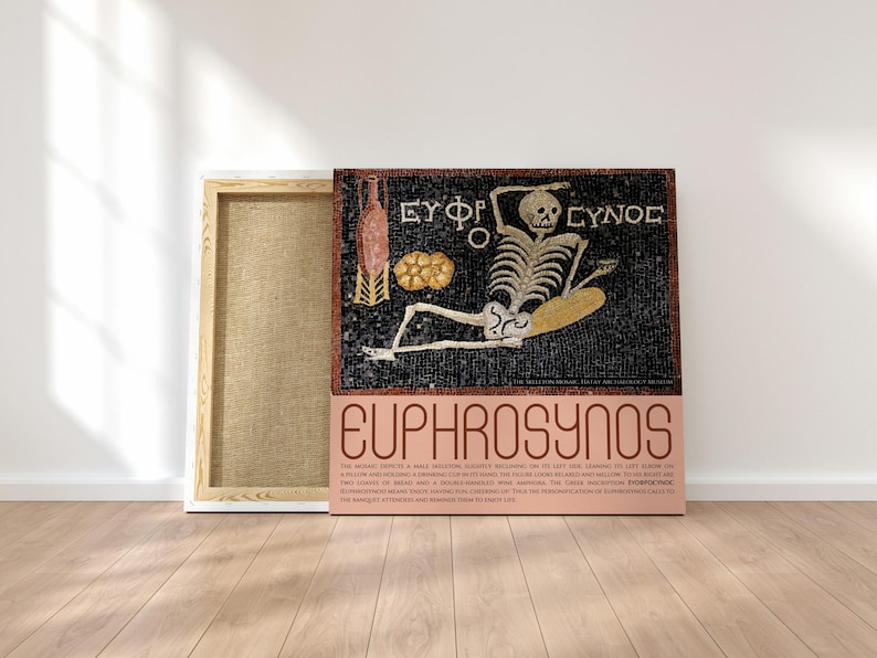 Cheerful Skeleton Ancient Mosaic Printable, Enjoy Your Life Archaeology ...